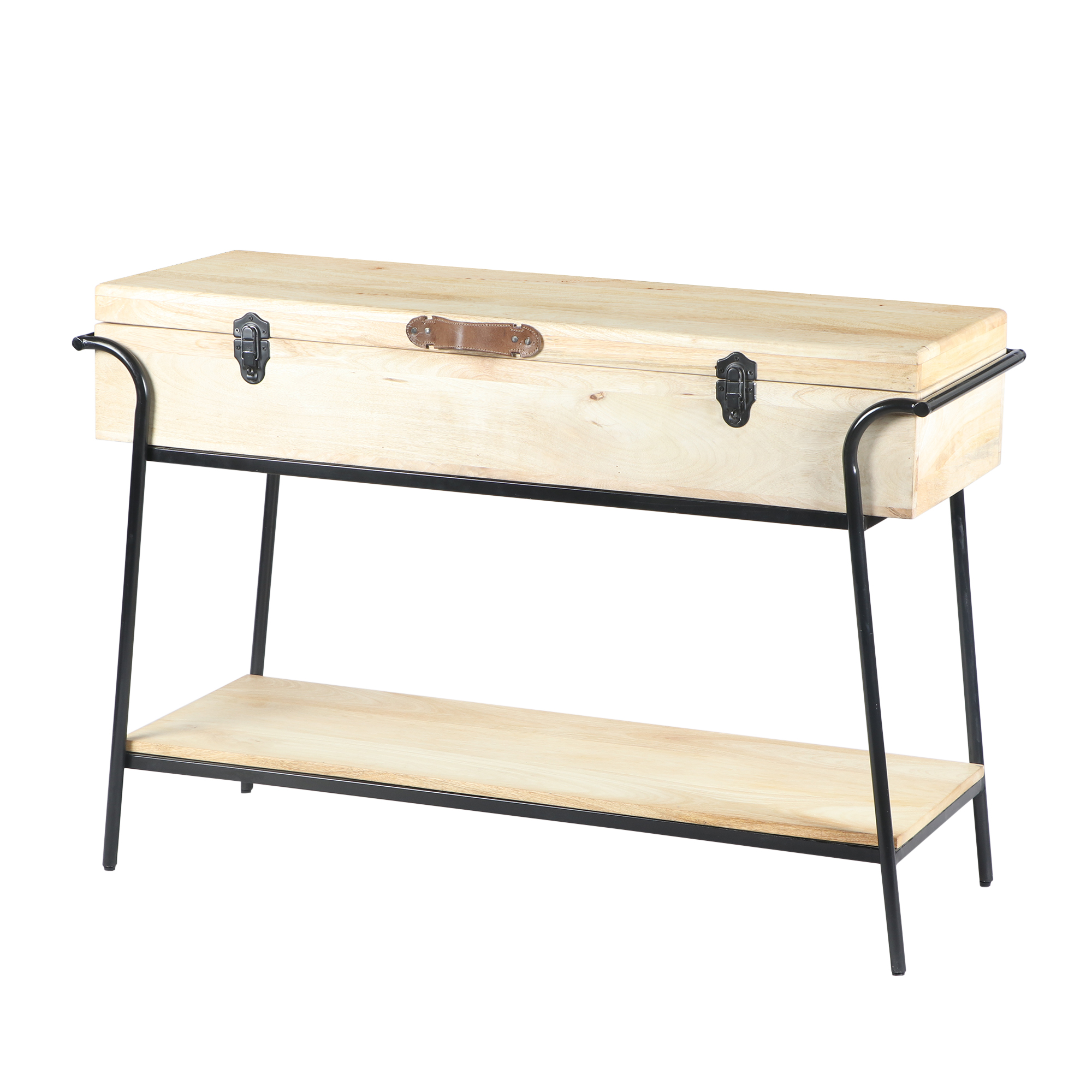 Handmade Wood And Metal Box Console Table With Removable Storage, Brown ...