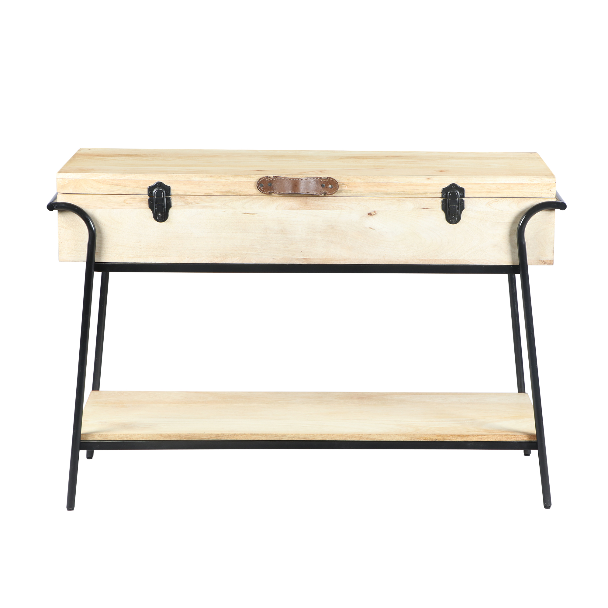 Handmade Wood And Metal Box Console Table With Removable Storage, Brown ...